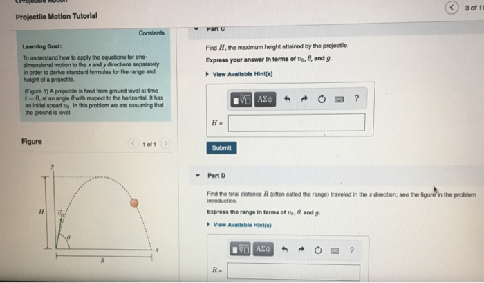 Solved (Projectile Motion Projectile Motion Tutorial 3 of | Chegg.com