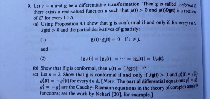 Solved 9. Let r- n and g be a differentiable transformation. | Chegg.com