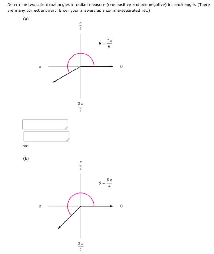 Solved Determine two coterminal angles in degree measure | Chegg.com
