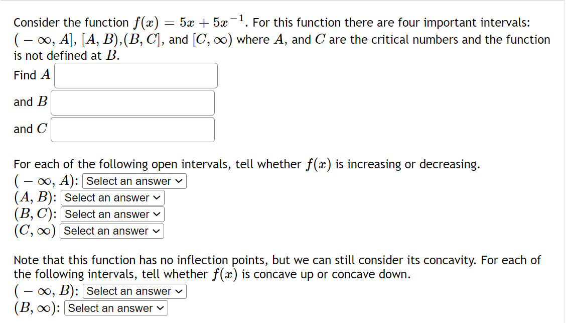 Solved Consider the function f(x)=5x+5x−1. For this function | Chegg.com