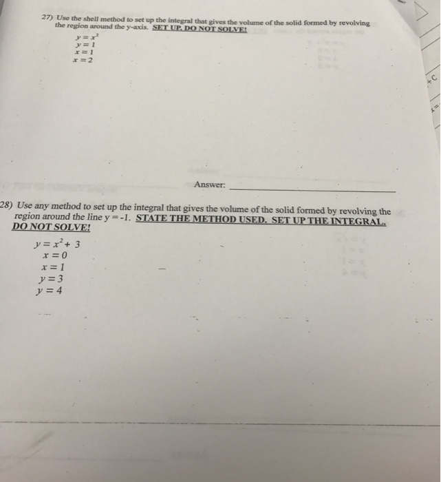 Solved Use the shell method to set up the integral that | Chegg.com