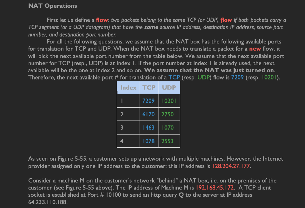 Solved NAT Operations First let us define a flow: two | Chegg.com