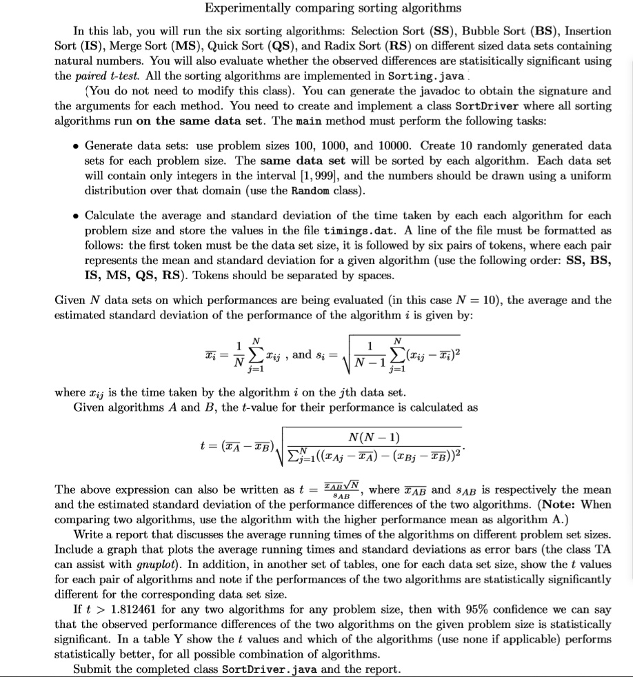 public class Sorting{ public static