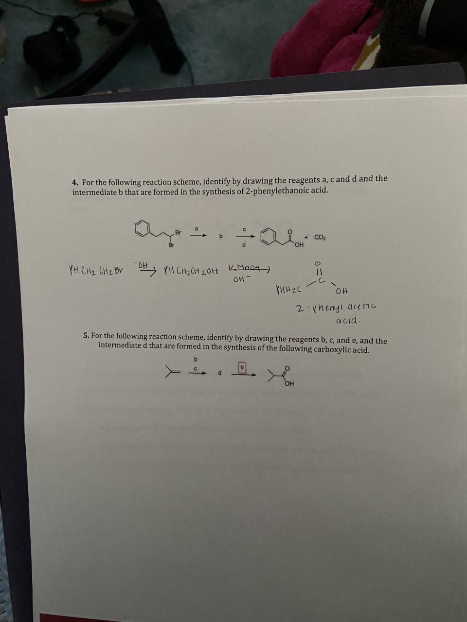 Solved 4. For the following reaction scheme, identify by | Chegg.com
