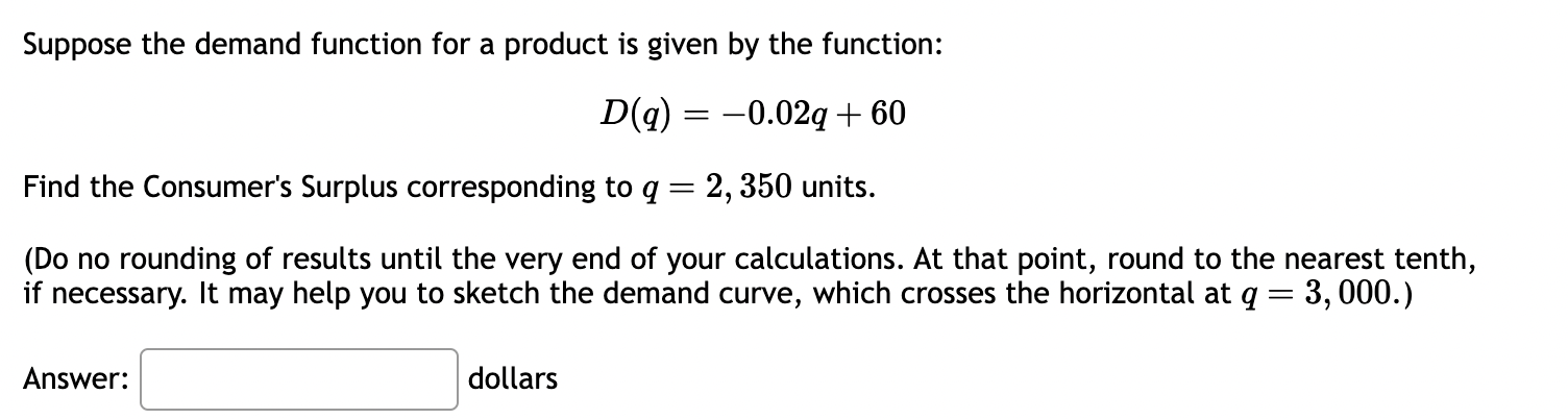 Solved Suppose the demand function for a product is given by | Chegg.com