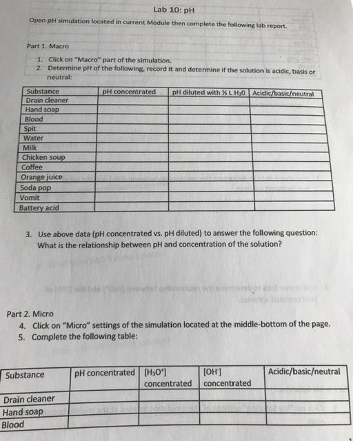 Lab 10: pH Open pH simulation located in current | Chegg.com