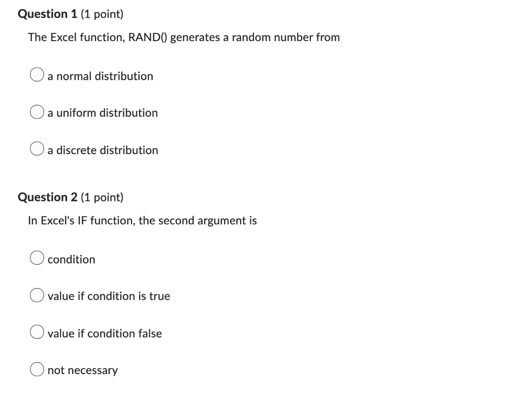 Solved The Excel function, RAND() generates a random number | Chegg.com