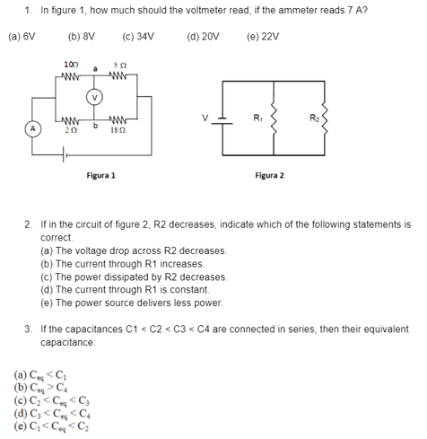 Solved 1. In figure 1 , how much should the voltmeter read, | Chegg.com