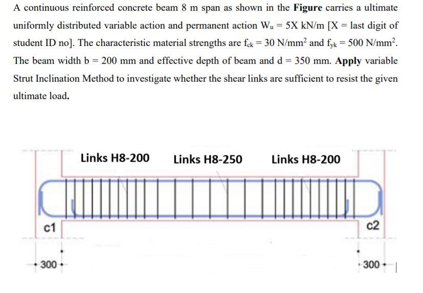 Solved A continuous reinforced concrete beam 8 m span as | Chegg.com
