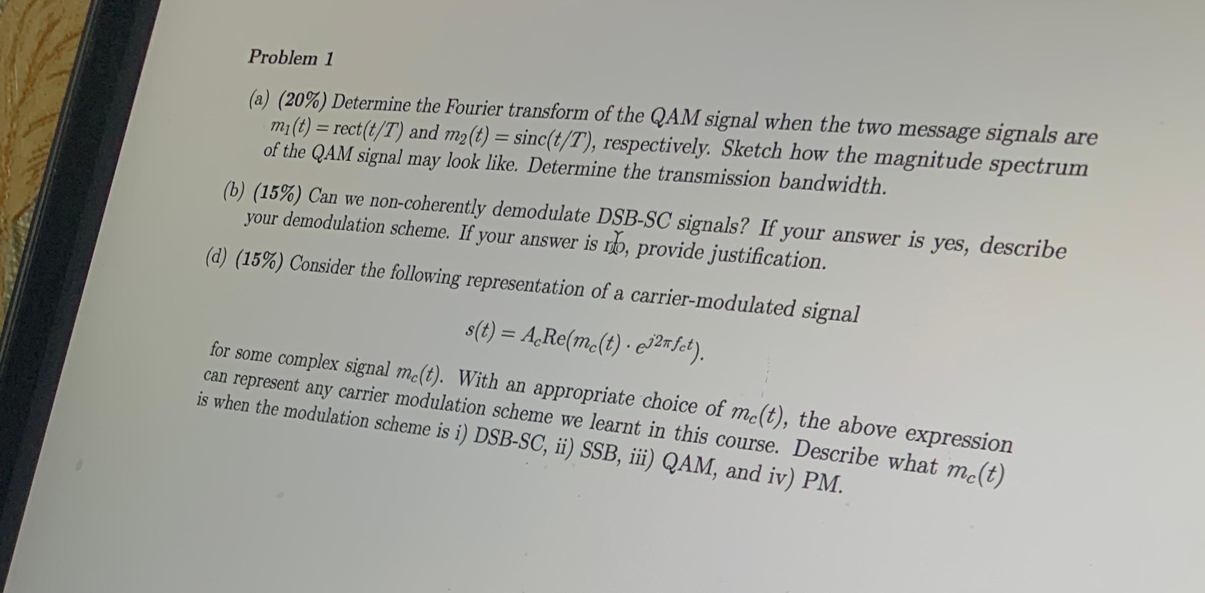 Problem 1 (a) (20%) Determine the Fourier transform | Chegg.com