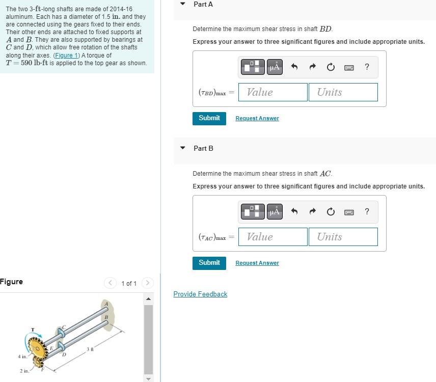 Solved The two 3−ft-long shafts are made of 2014−16 | Chegg.com