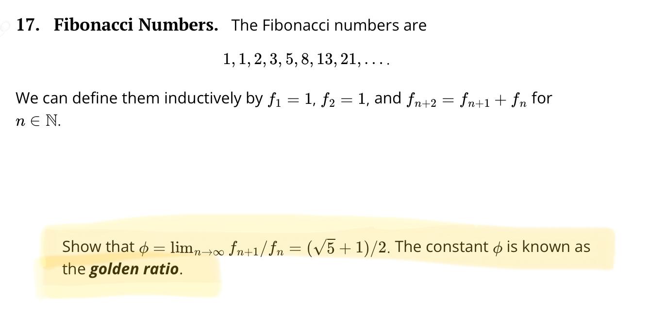 Solved 17. Fibonacci Numbers. The Fibonacci numbers are 1,1, | Chegg.com