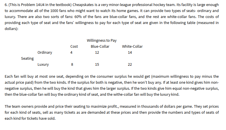 6. (This is Problem 1404 in the textbook) Cheapskates | Chegg.com