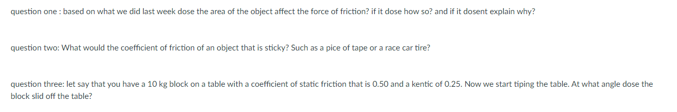 Solved question one : based on what we did last week dose | Chegg.com