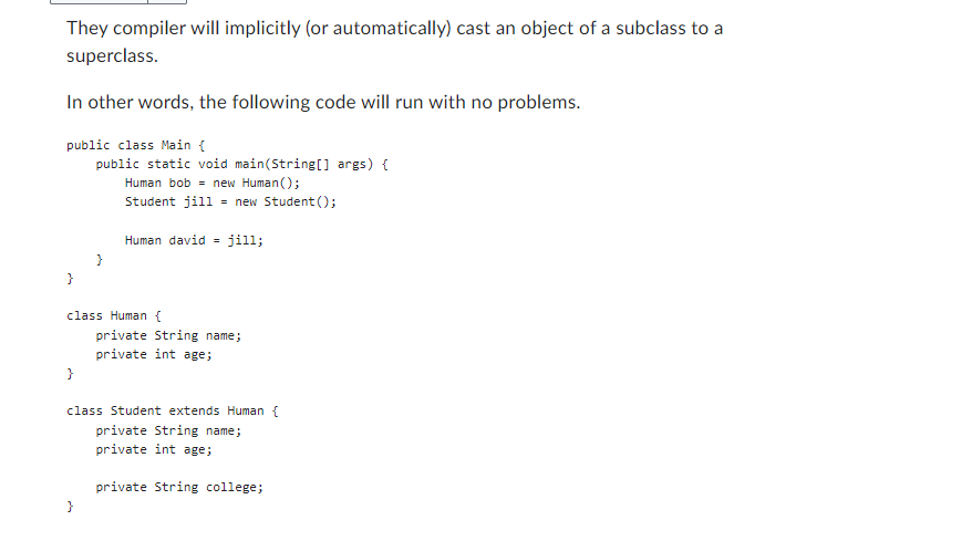 Solved They compiler will implicitly (or automatically) cast | Chegg.com