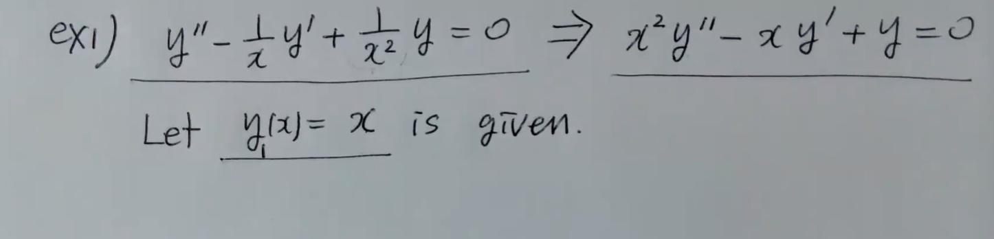 Solved exi) y′′−x1y′+x21y=0⇒x2y′′−xy′+y=0 Let y(x)=x is | Chegg.com
