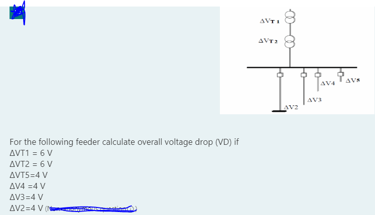 Solved AVT 1 AVT2 5 5 AVS AV3 AV2 For the following feeder | Chegg.com