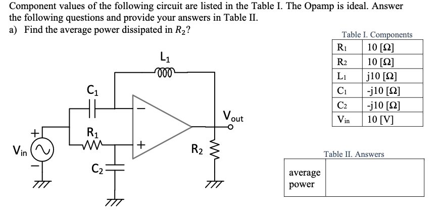 Solved Component values of the following circuit are listed | Chegg.com
