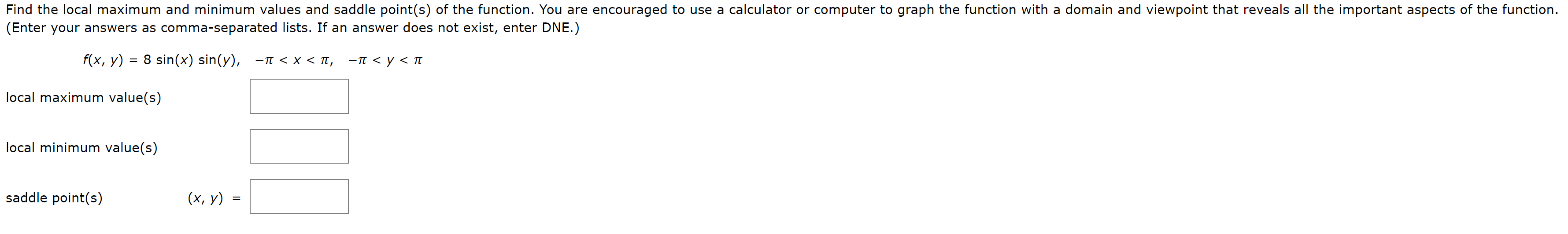 Solved Enter your answers as comma-separated lists. If an | Chegg.com