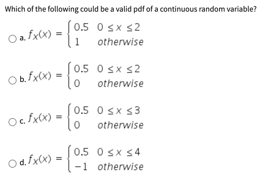 Solved Which of the following could be a valid pdf of | Chegg.com