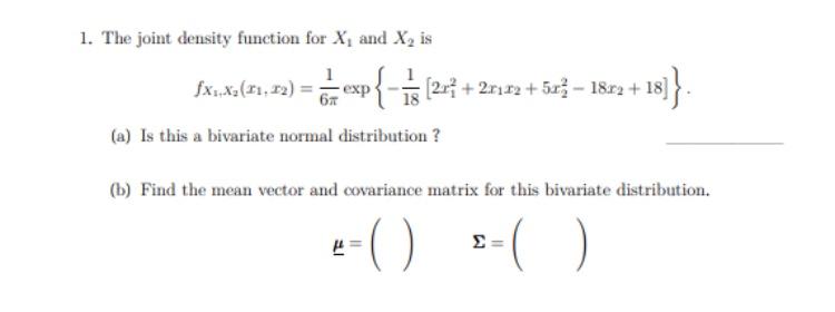 Solved The joint density function for X1 and X2 is fX1,X2 | Chegg.com