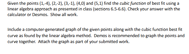 Solved Given the points (1,-4),(2,-2),(3,-1),(4,0) ﻿and | Chegg.com
