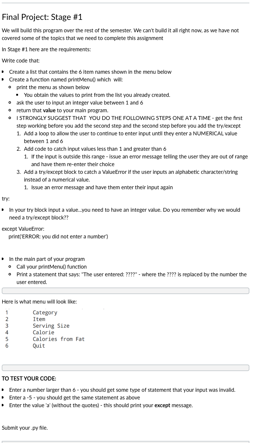 Solved Final Project: Stage #1 We will build this program | Chegg.com