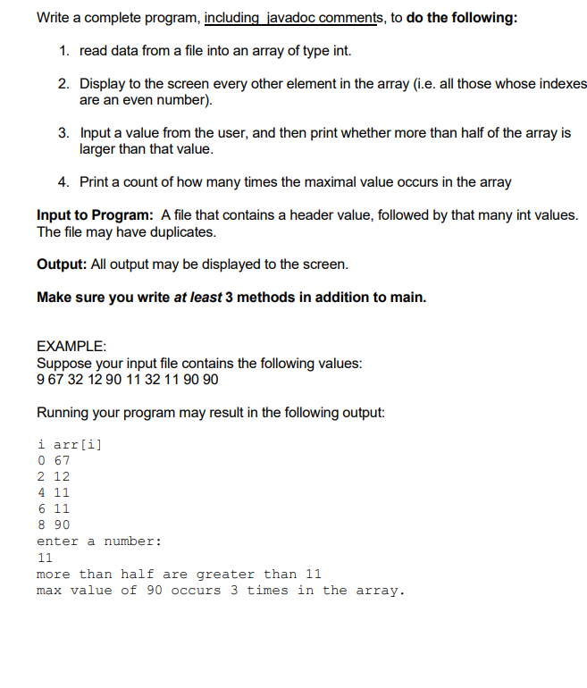 Solved Write a complete program, including JavaDoc | Chegg.com
