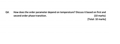 Solved Q4. How does the order parameter depend on | Chegg.com