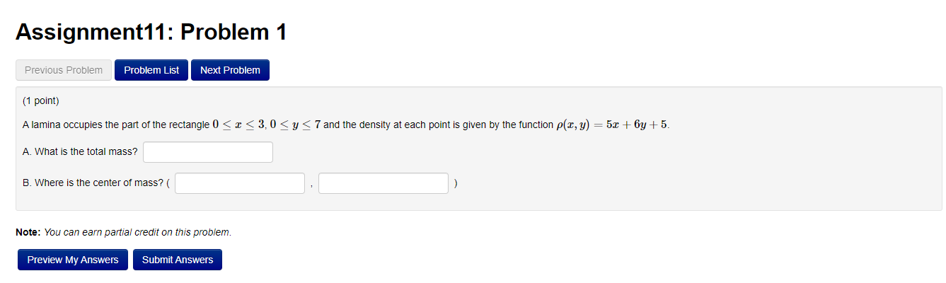 Solved Assignment11 Problem 1 Previous Problem Problem List 9491