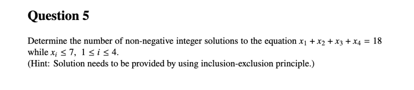 Solved Question 5Determine the number of non-negative | Chegg.com
