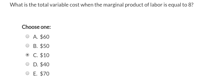 Solved What is the total variable cost when the marginal | Chegg.com