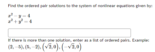 Solved Find the ordered pair solutions to the system of | Chegg.com