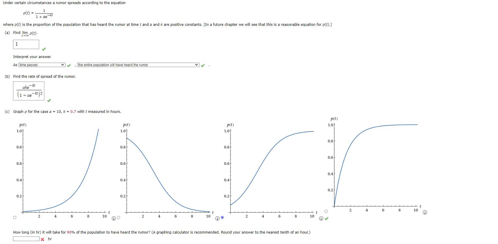 Solved Under certain circumstances a rumor spreads according | Chegg.com