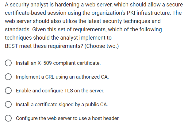 [solved] A Security Analyst Is Hardening A Web Server Wh