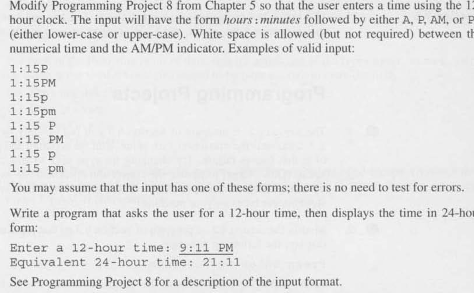Modify Programming Project 8 from Chapter 5 so that | Chegg.com