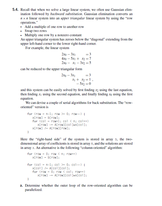 Solved 5.4. Recall that when we solve a large linear system, | Chegg.com