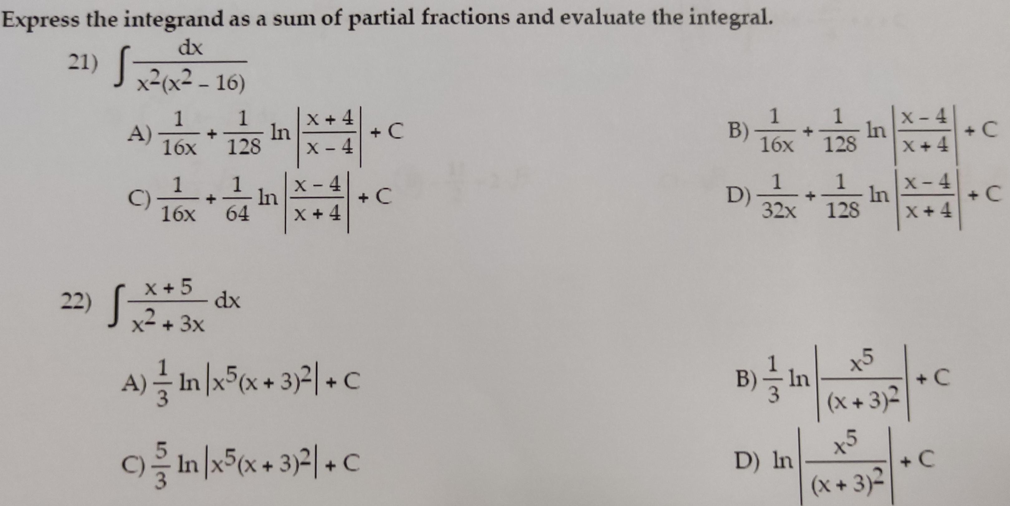 Solved Express the integrand as a sum of partial fractions | Chegg.com