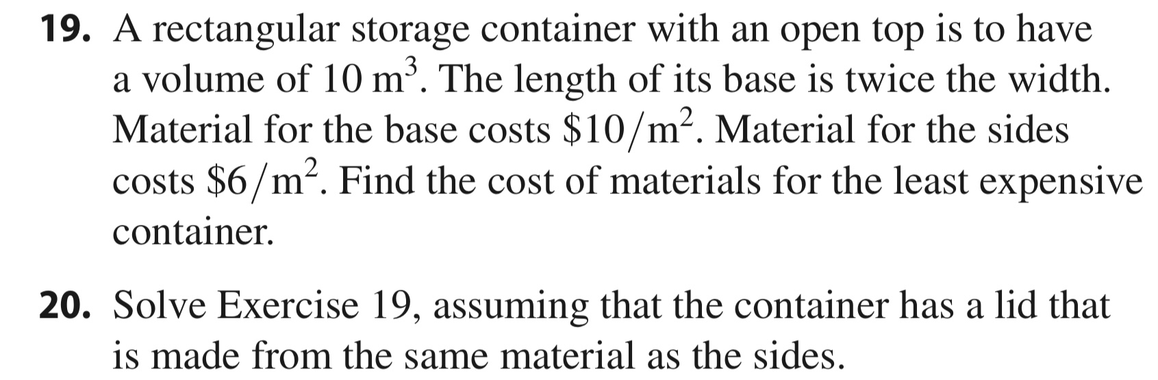 Solved 19. A rectangular storage container with an open top | Chegg.com