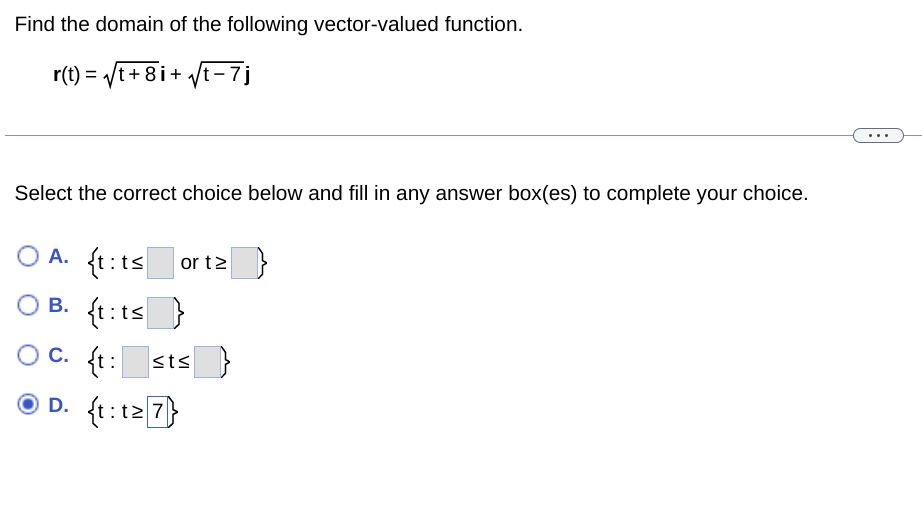 Solved Find the domain of the following vector-valued | Chegg.com