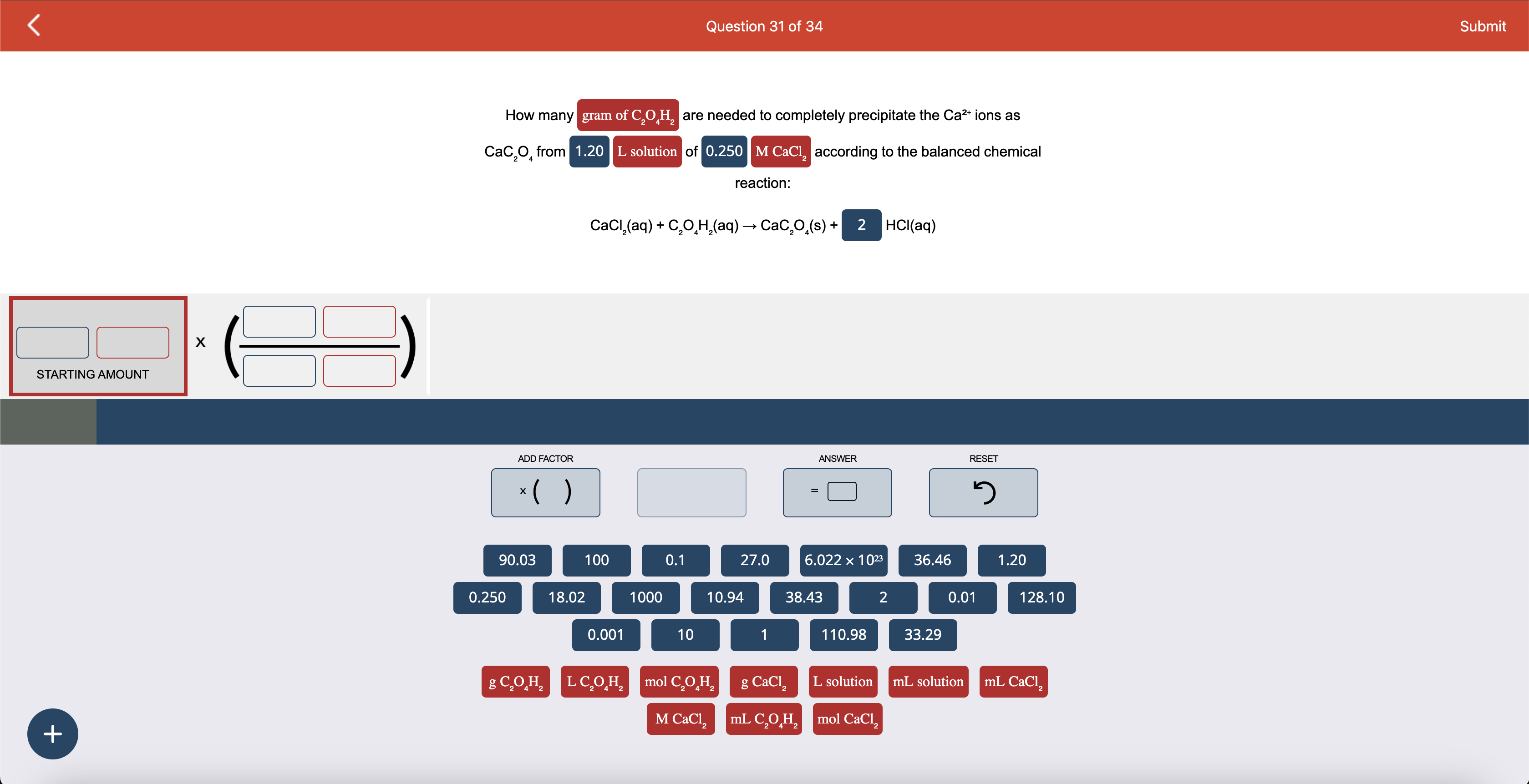 Solved How many gram of C2O4H2 ﻿are needed to completely | Chegg.com