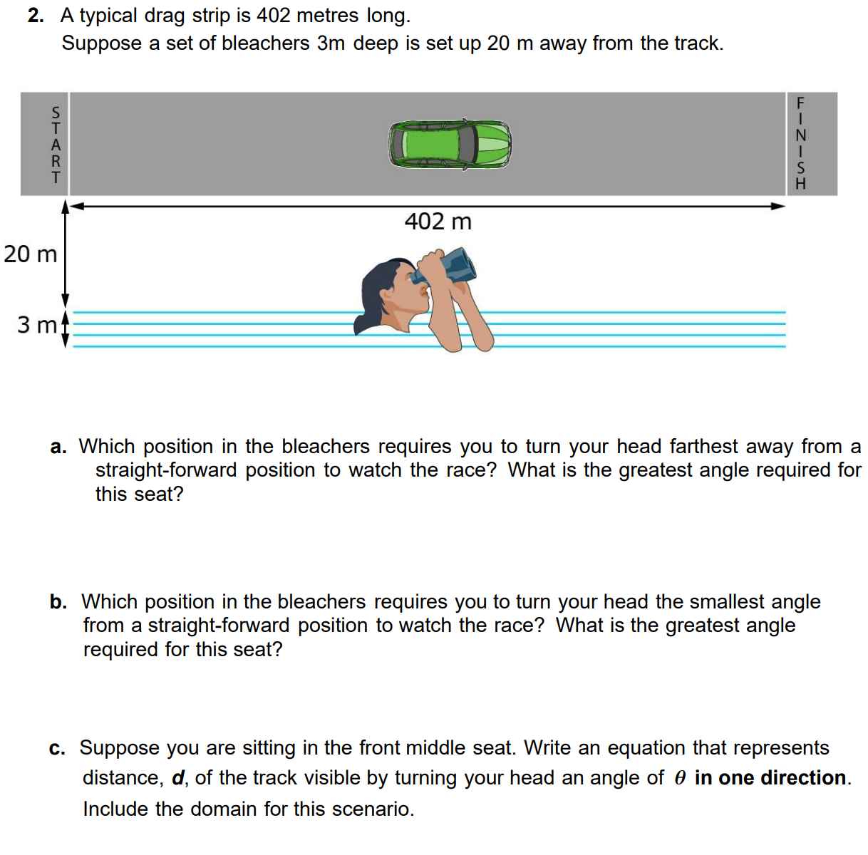 Solved 2. A typical drag strip is 402 metres long. Suppose a | Chegg.com