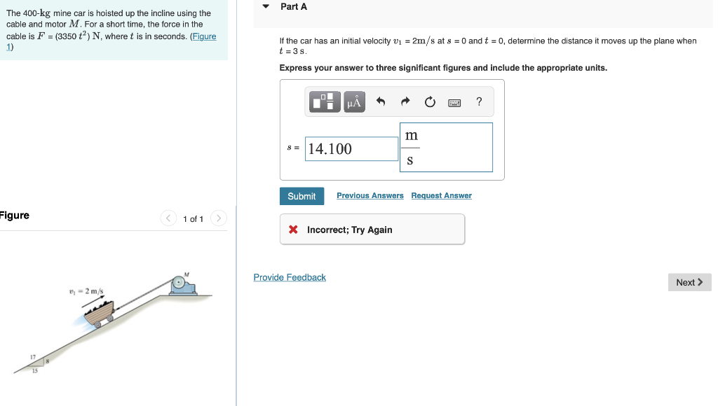Solved The 400-kg mine car is hoisted up the incline using | Chegg.com