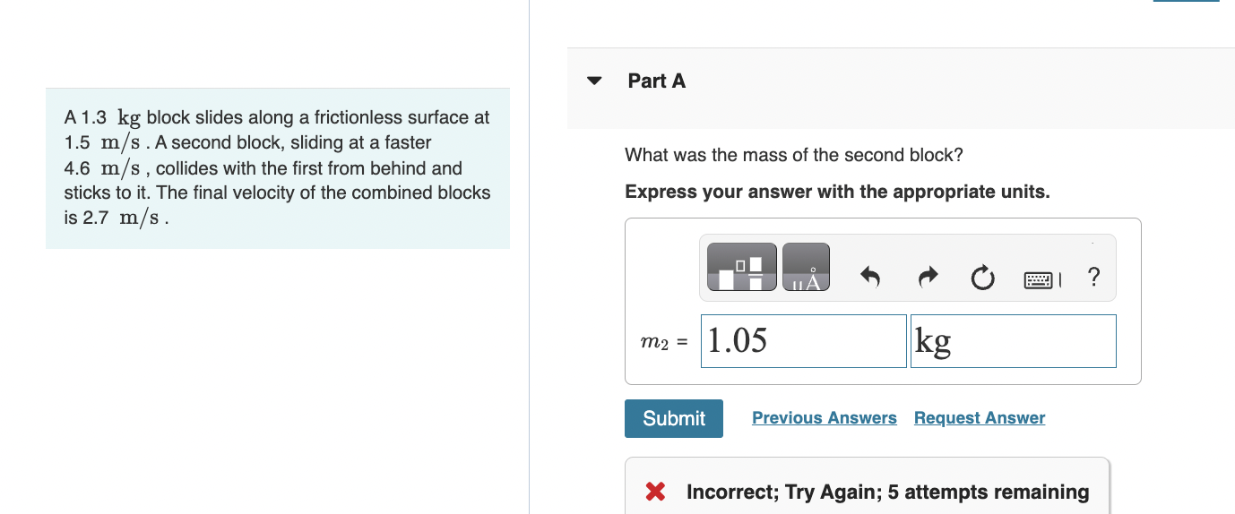 Solved A 1.3 kg block slides along a frictionless surface at | Chegg.com