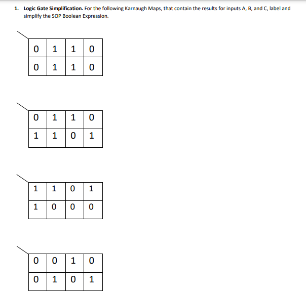 Solved 1. Logic Gate Simplification. For the following | Chegg.com