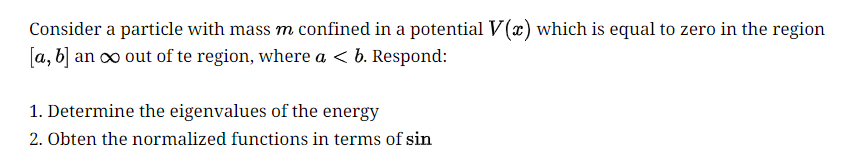 Solved Consider a particle with mass $m$ confined in a | Chegg.com