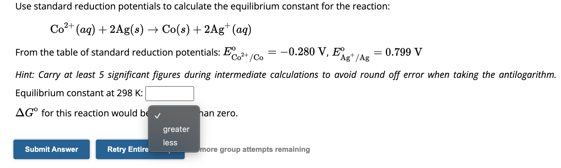 Solved Use standard reduction potentials to calculate the | Chegg.com