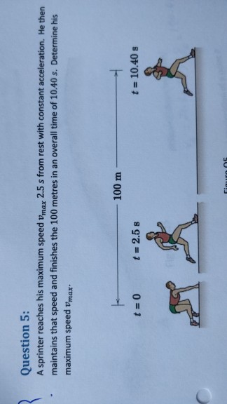 Solved Question 5: A sprinter reaches his maximum speed vmax | Chegg.com