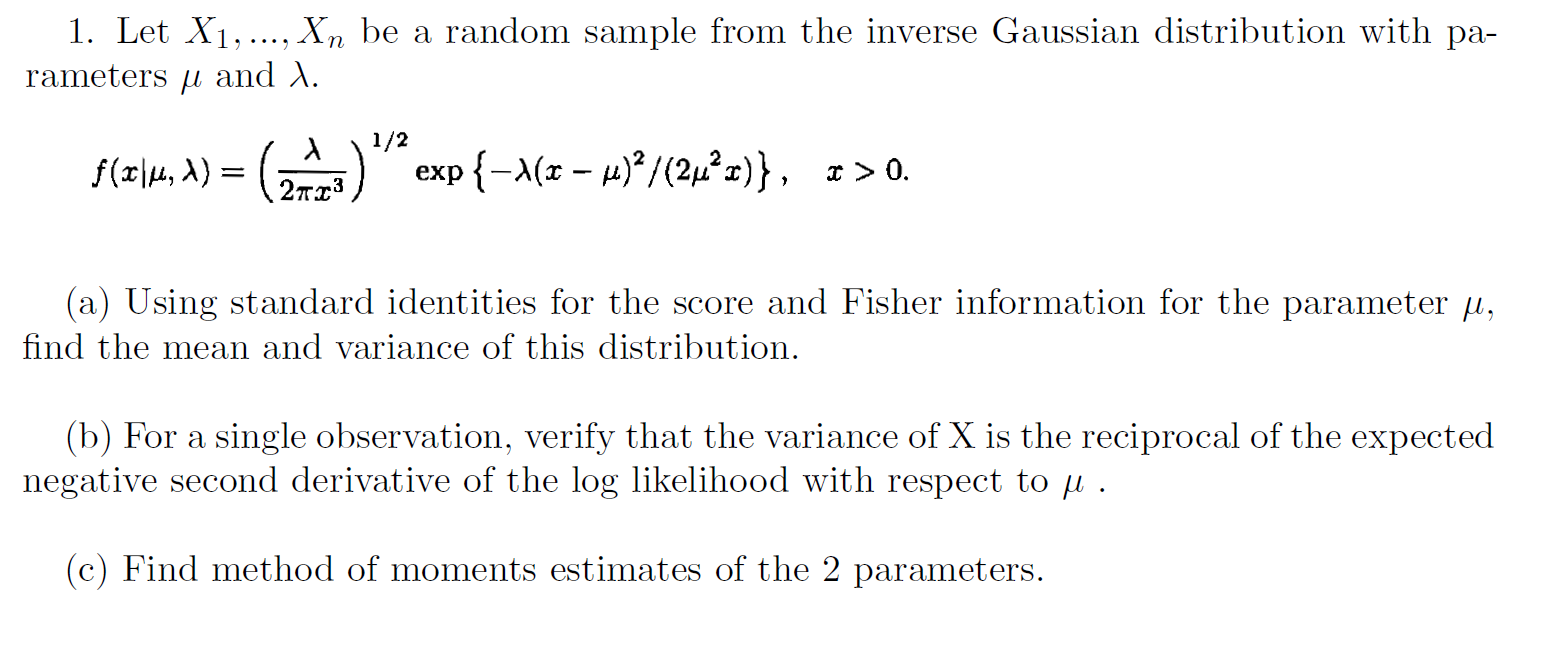 1. Let X1, ..., Xn be a random sample from the | Chegg.com