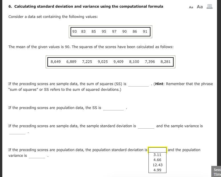 Solved 6. Calculating standard deviation and variance using | Chegg.com